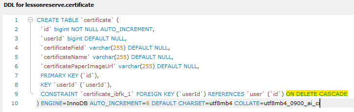 [MySQL] 테이블에 ON DELETE CASCADE 설정하기