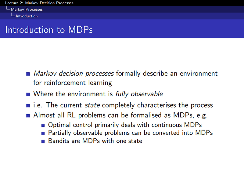 [RL]Lecture #2 - Markov Decision Processes