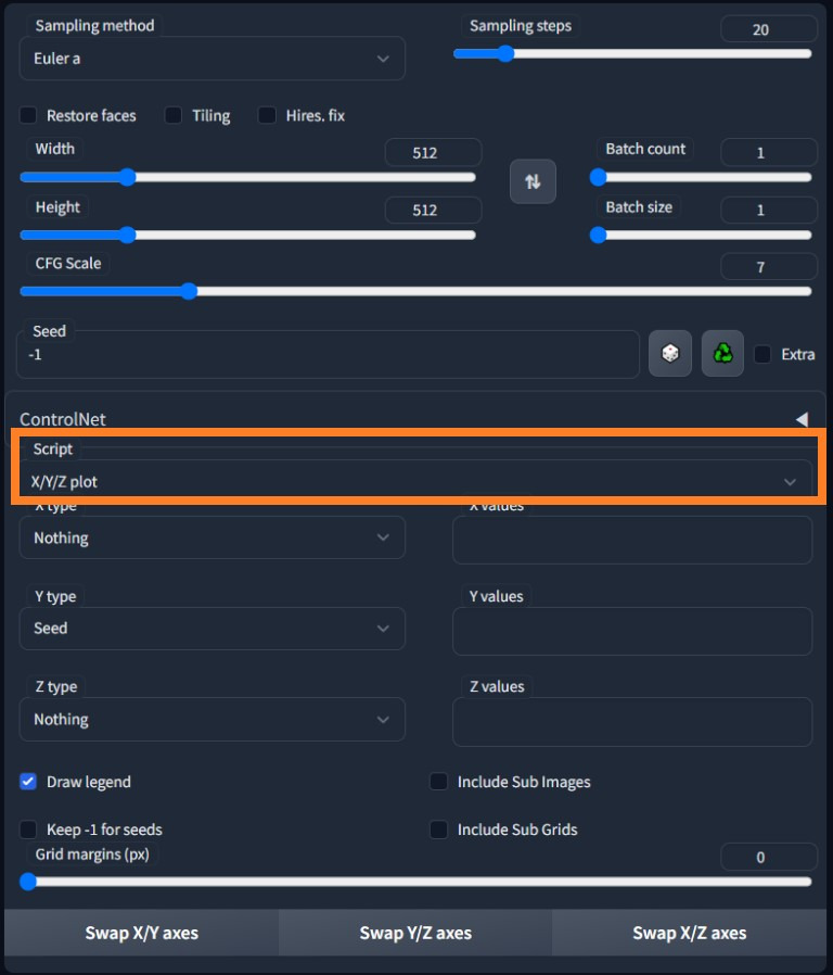스테이블디퓨전 stable diffusion-X/Y Plot
