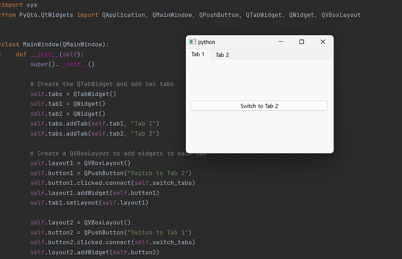 Python PyQt6 QTab 사용 방법 예제