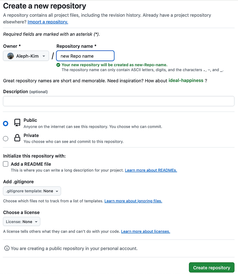 git - 작업 중인 프로젝트 깃허브에 업로드하기 — Aleph Kim의 IT 블로그