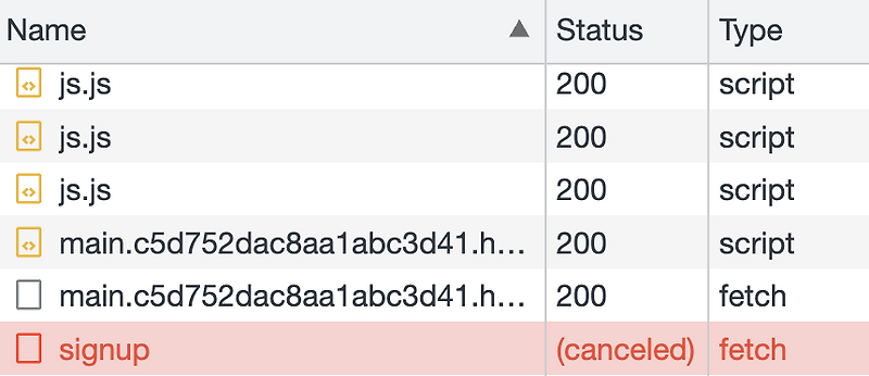 [JS/오류해결] POST request status가 canceled일 때