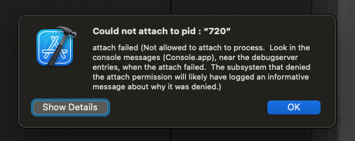 [iOS] Could not attach to pid 오류 해결