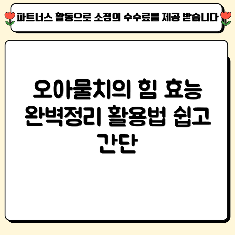 오아물치실 완벽 가이드: 효능과 활용법