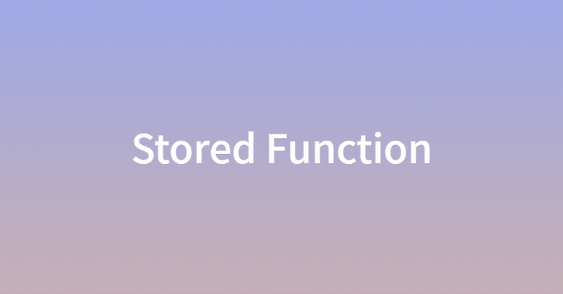Stored Function