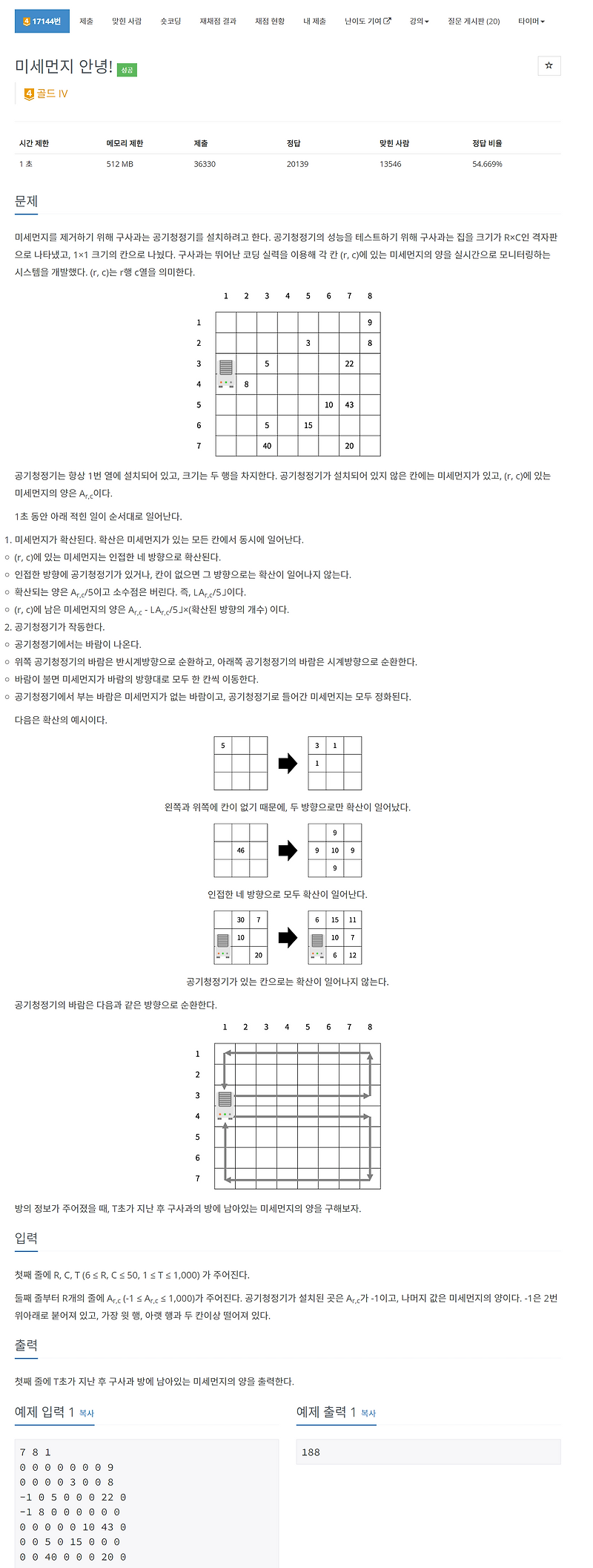 [Javascript] BOJ_17144. 미세먼지 안녕! — 코딩하는 고릴라
