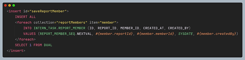 [MyBatis/Oracle] Sequence를 포함한 Bulk Insert(다중 행 삽입) — MJ's Development Diary