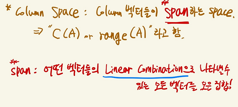 [선형대수학 정리] 6. Column space와 span
