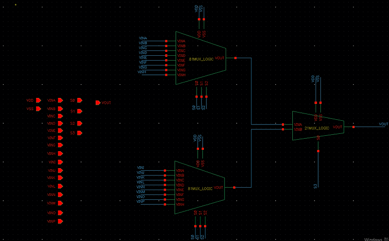 FULL CHIP CUSTOM ONE CHIP DESIGN - 8(16X1 MUX LOGIC / SWITCH)