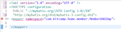 에러, mybatis 초기 설정 에러 The content of element type "mapper" must match "EMPTY". — meaningful life