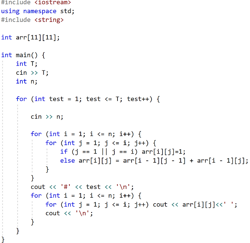 [SWEA] 2005. 파스칼의 삼각형 :: 남졍