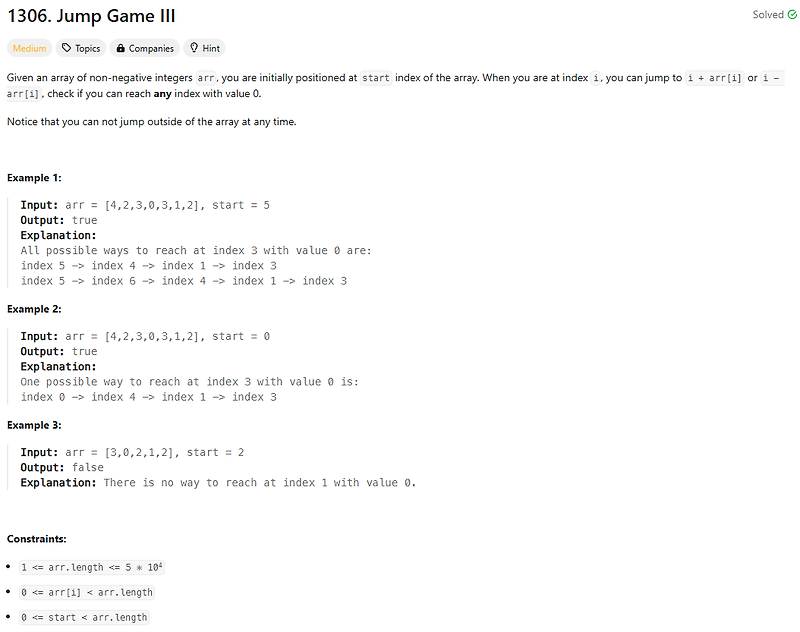 [Leetcode]1306. Jump Game III