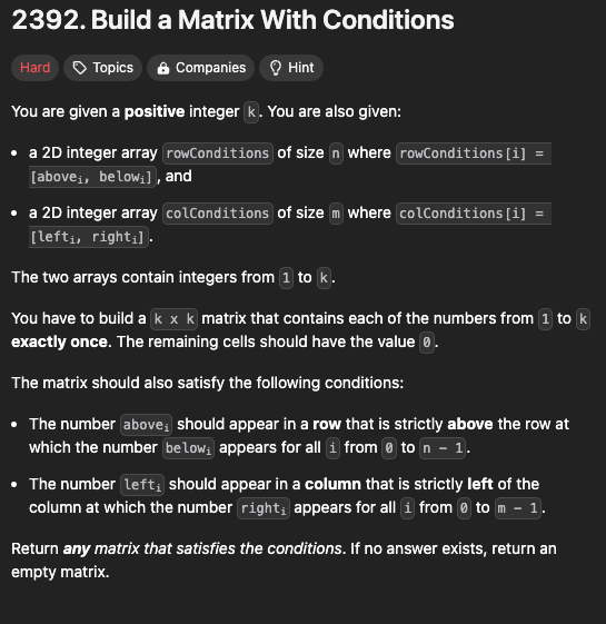 [리트코드/leetcode/python] 2392. Build a Matrix With Conditions