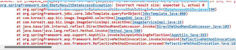 [Spring] EmptyResultDataAccessException / Incorrect result size: expected 1, actual 0 - 솜님의 블로그