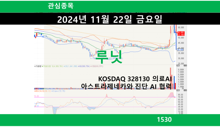 루닛(KOSDAQ 코스닥 328130 의료AI)(2024.11.22 금요일)