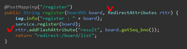 Spring 데이터 등록 후의 피드백 (addFlashAttribute( ), HttpSession)