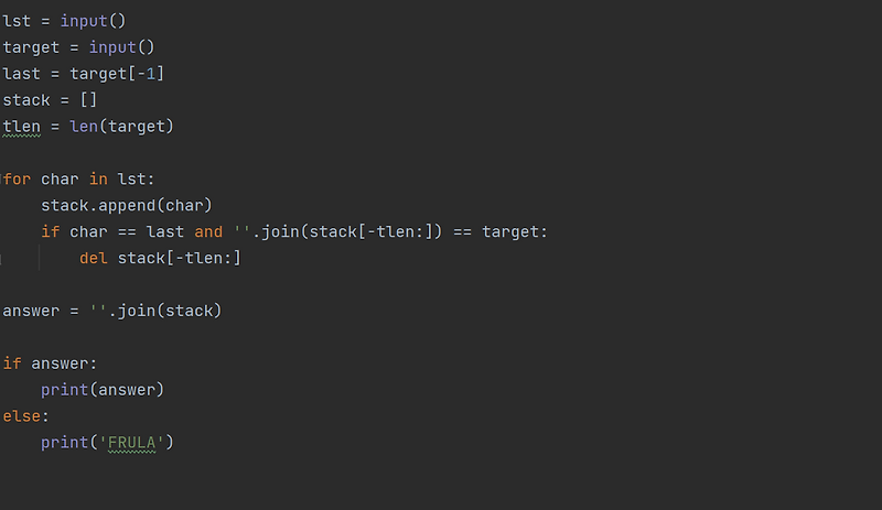 [백준] 문자열 폭발 : 9935 Python