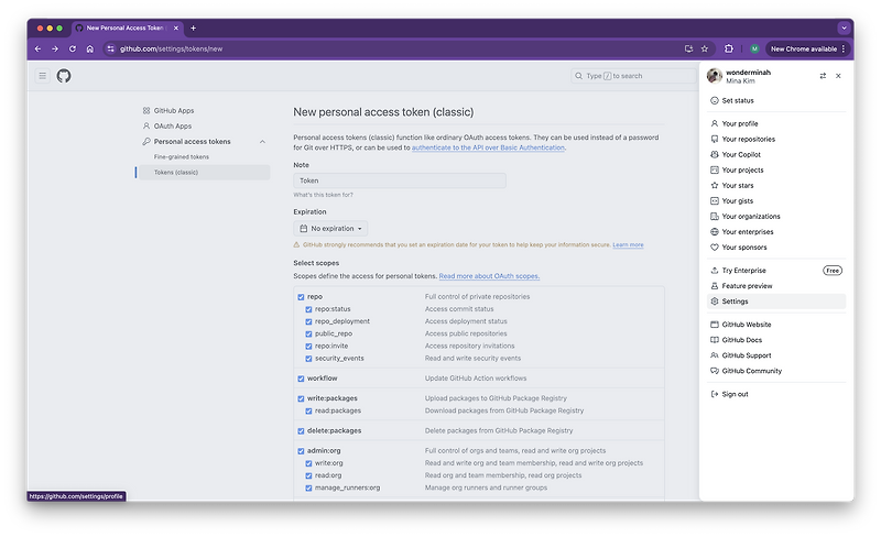 GitHub 에러 [Support for password authentication was removed on August 13, 2021.] 해결 방법 ...