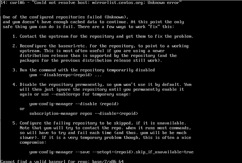 [ERROR] CentOS 7 ERROR - connect network is unreachable