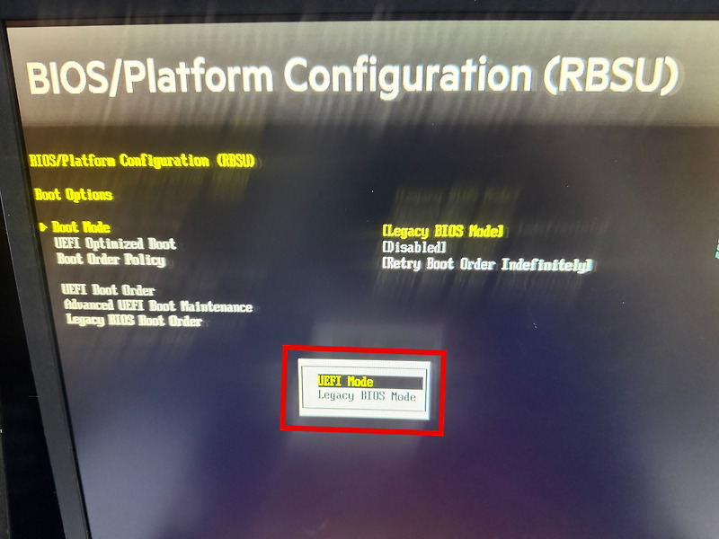 HP 서버 부팅 모드 변경(Legacy / UEFI) :: Benjamin's Note