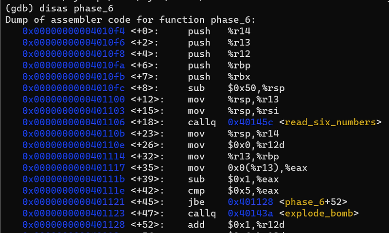 [Bomb Lab] Phase 6, linked list operation의 assembly code