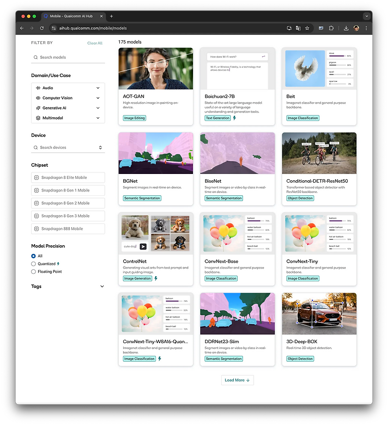 Ondevice/Android. (1)Qualcomm AI Hub, TFLite