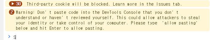 크롬 Don't paste code 오류
