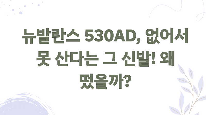 뉴발란스 530AD, 없어서 못 산다는 그 신발! 왜 떴을까?