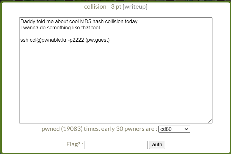 [Pwnable.kr] 2번 collision