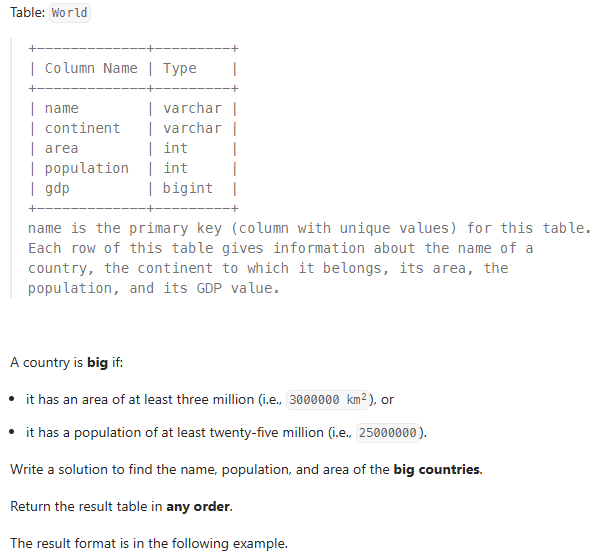 CODEKATA 70_Big Countries