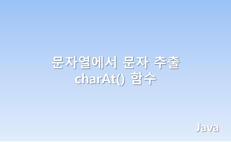 [Java] 문자열에서 문자 추출 charAt() 함수