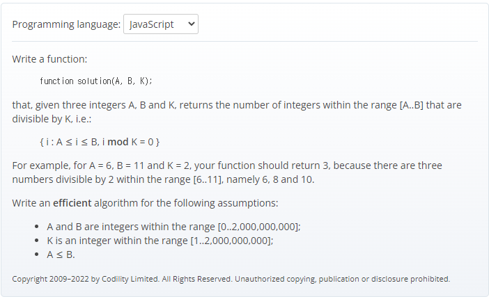 Codility - lesson 5 : CountDiv