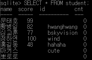 [sqlite3] sqlite의 경우 컬럼 수정 불가 by bskyvision.com