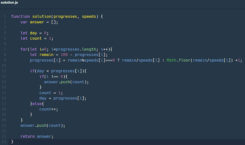 [프로그래머스] LV.2 기능개발 (JavaScript) :: hwannee.dev