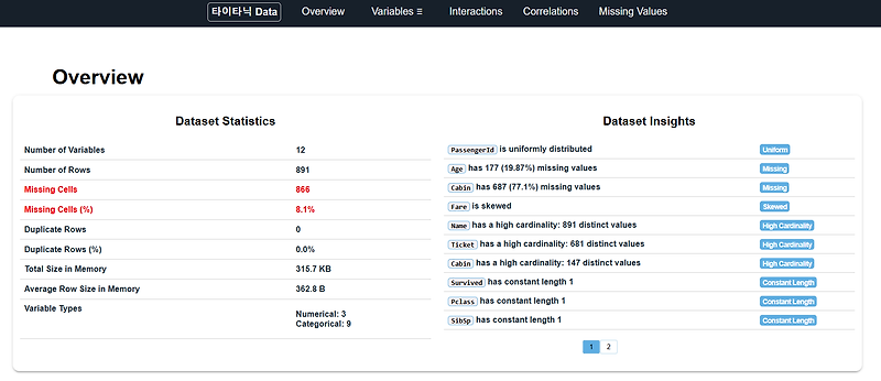 Python Dataprep 라이브러리를 이용한 EDA 자동화하기