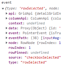 [agGrid] row 선택 이벤트