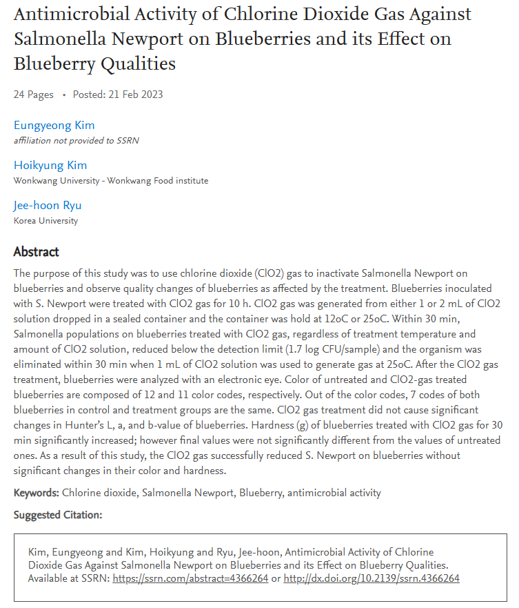 [Google 검색 자료] Antimicrobial Activity of Chlorine Dioxide Gas Against ...