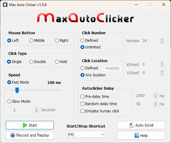 Max Auto Clicker - 단순한 마우스 클릭을 편리하게 반복