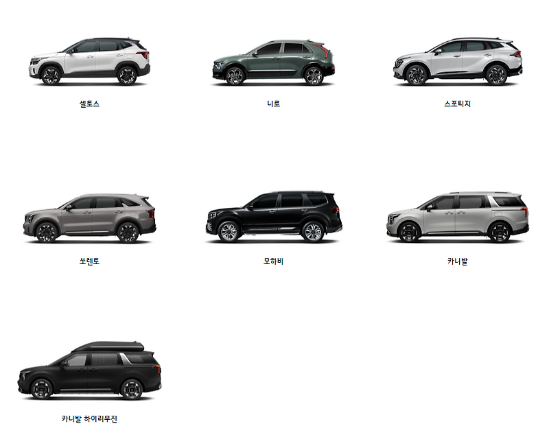 기아 Suv차량 종류ㅣ기아 Suv 신차 가격ㅣ소형 Suvㅣ중대형 Suv