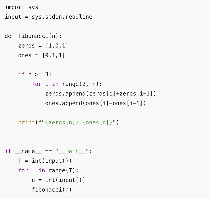 [백준] 1003 피보나치 함수 / python :: 곽의 개발 blog