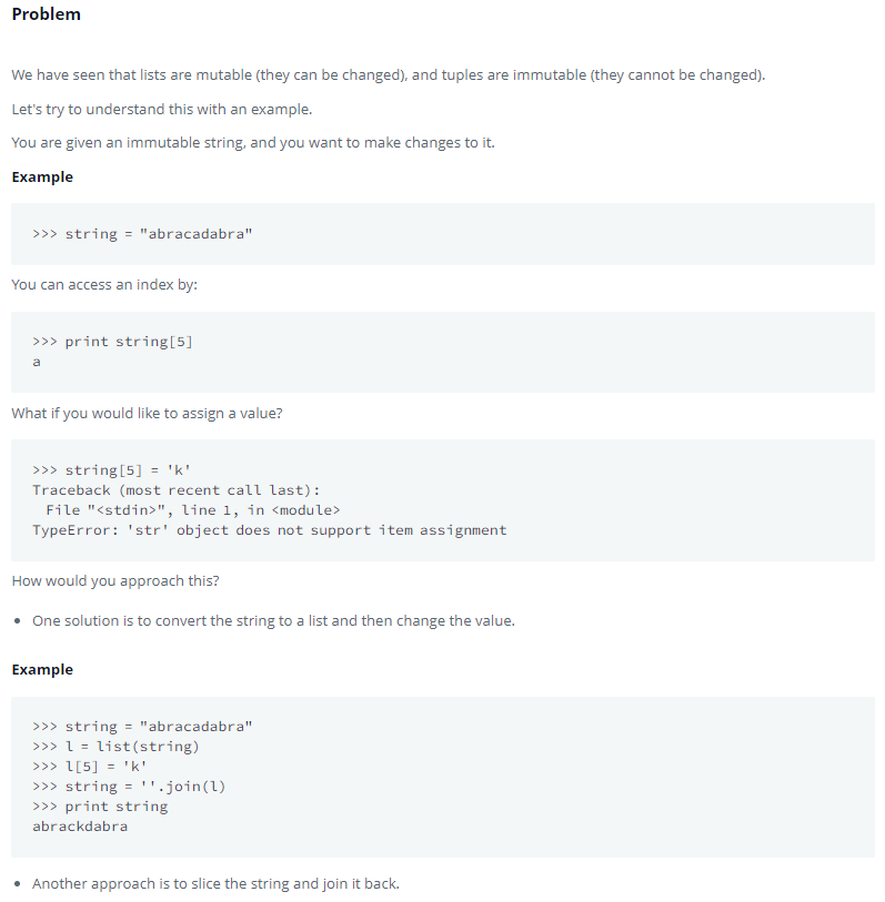 python]hackerRank] Mutations (저장용) :: 취미로 공부하기