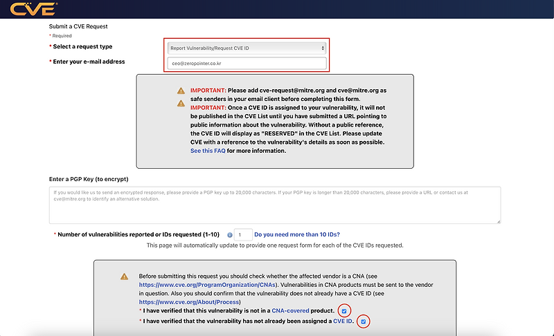 non-CNA 제품 MITRE CVE REQUEST PROCESS