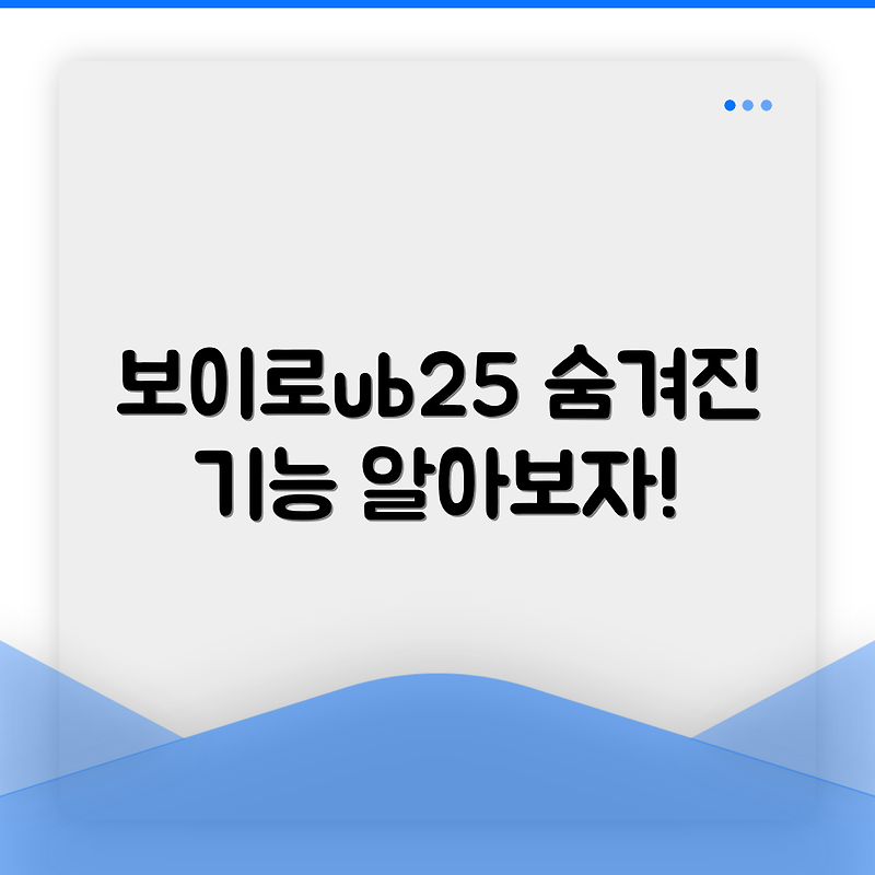 보이로ub25, 과연 어떤 기능이 숨어있을까요?