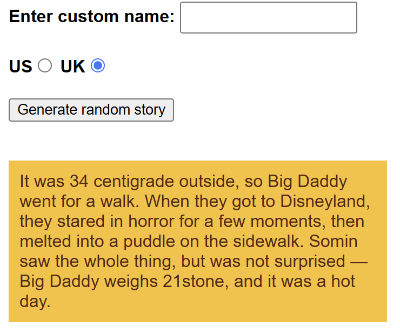 [Javascript] 과제: Silly story generator :: Astercle