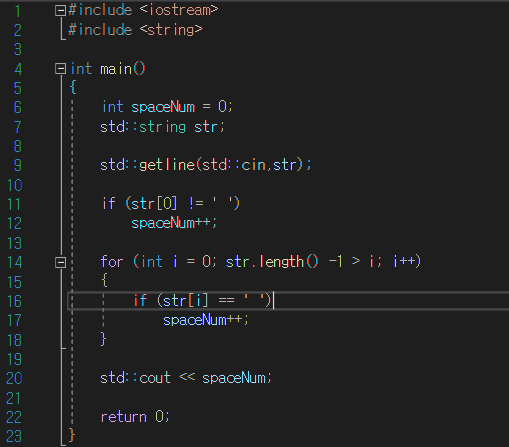 1152 - 단어의 개수 (C++)