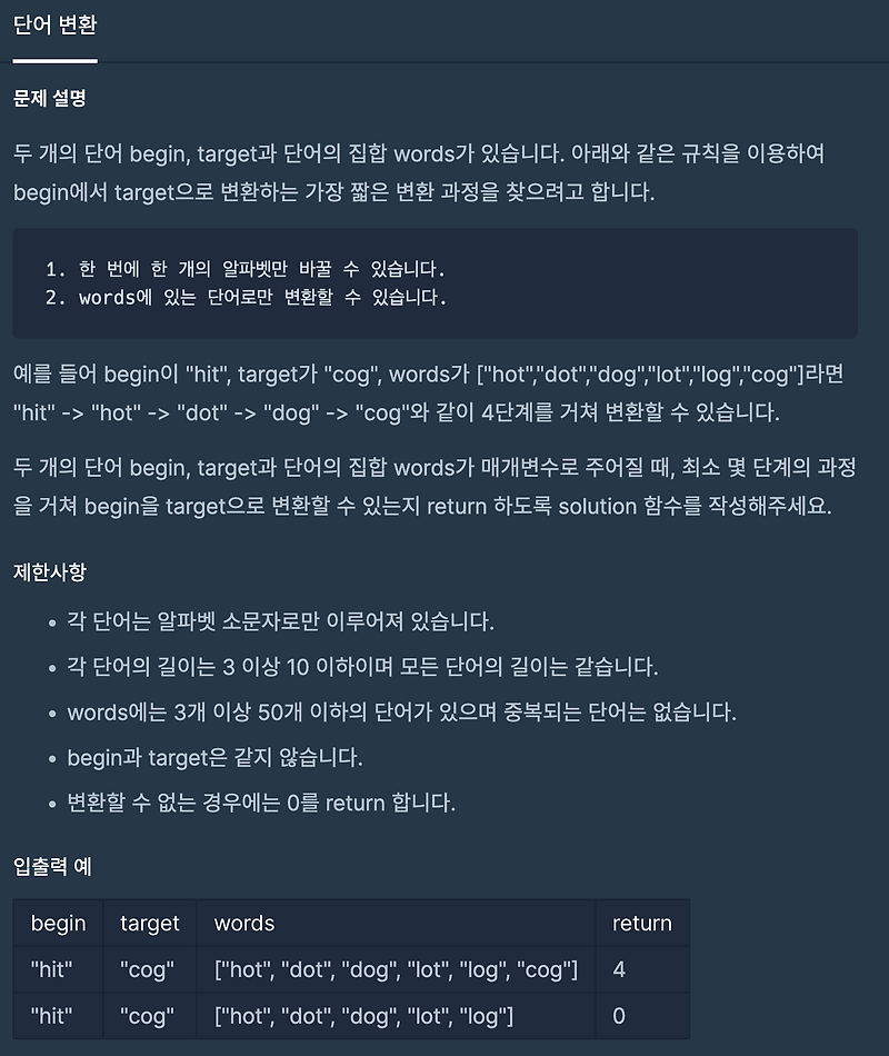 [level 3] Title: 단어 변환 파이썬 — 목적, 수단, 목표