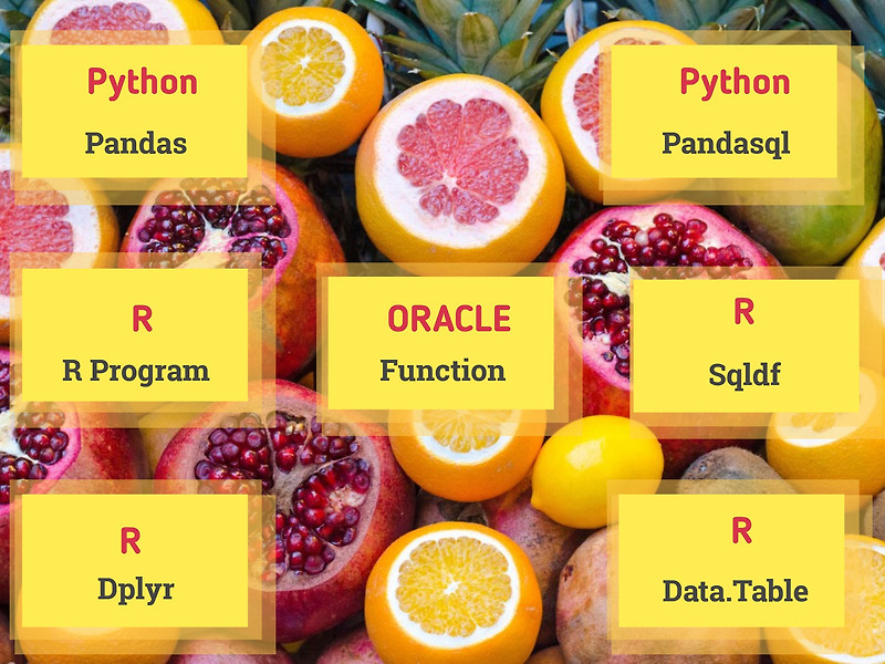 오라클 함수와 R & 파이썬 비교 [Oracle, Pandas, R Prog, Dplyr, Sqldf, Pandasql, Data.Table, DuckDB]