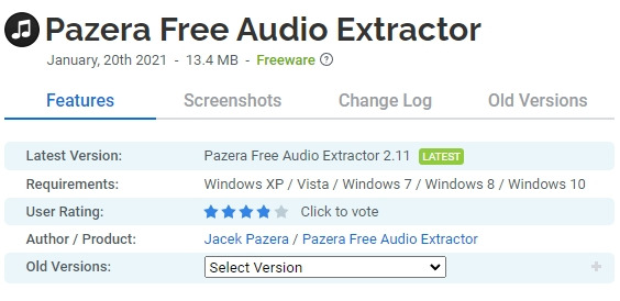 Pazera Free Audio Extractor 무료 다운로드