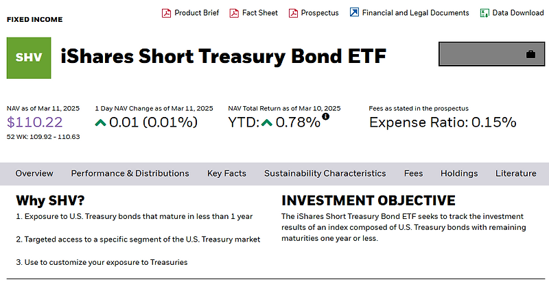 아이셰어즈 미국 단기 국채 ETF (SHV) 완벽 분석