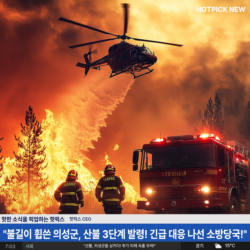 "불길이 휩쓴 의성군, 산불 3단계 발령! 긴급 대응 나선 소방당국!"